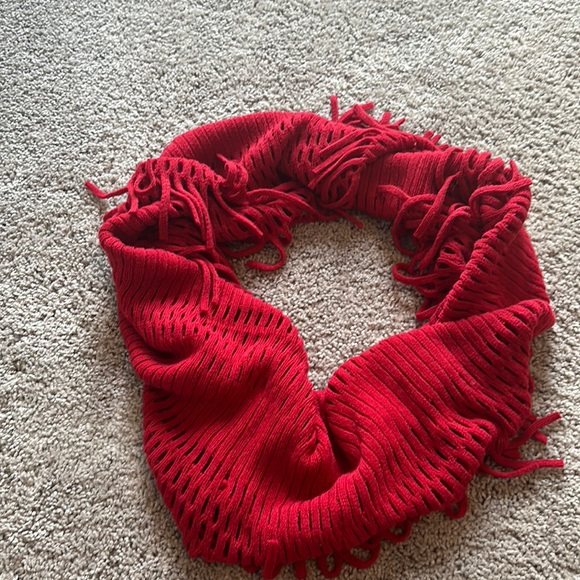 Chic Soul | Accessories | Red Fringe Infinity Scarf | Poshmark